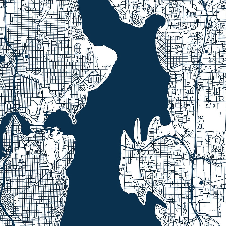 Lake Washington Printable Map Lake Washington Seattle Map - Etsy Israel