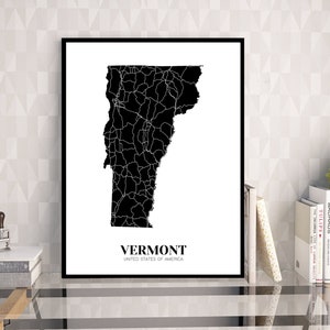 Map of Vermont Printable, Vermont Map Print, Printable VT Map Poster ...