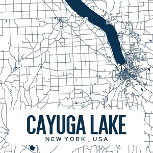 Cayuga Lake New York Printable Map Cayuga Lake Wall Art - Etsy