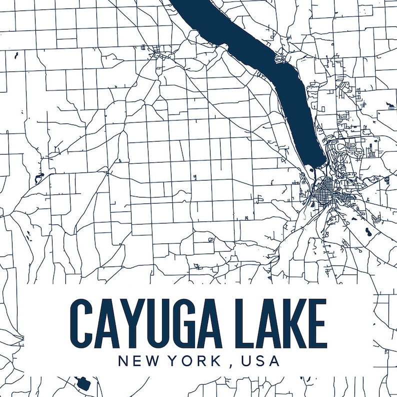 Cayuga Lake New York Printable Map Cayuga Lake Wall Art - Etsy Israel