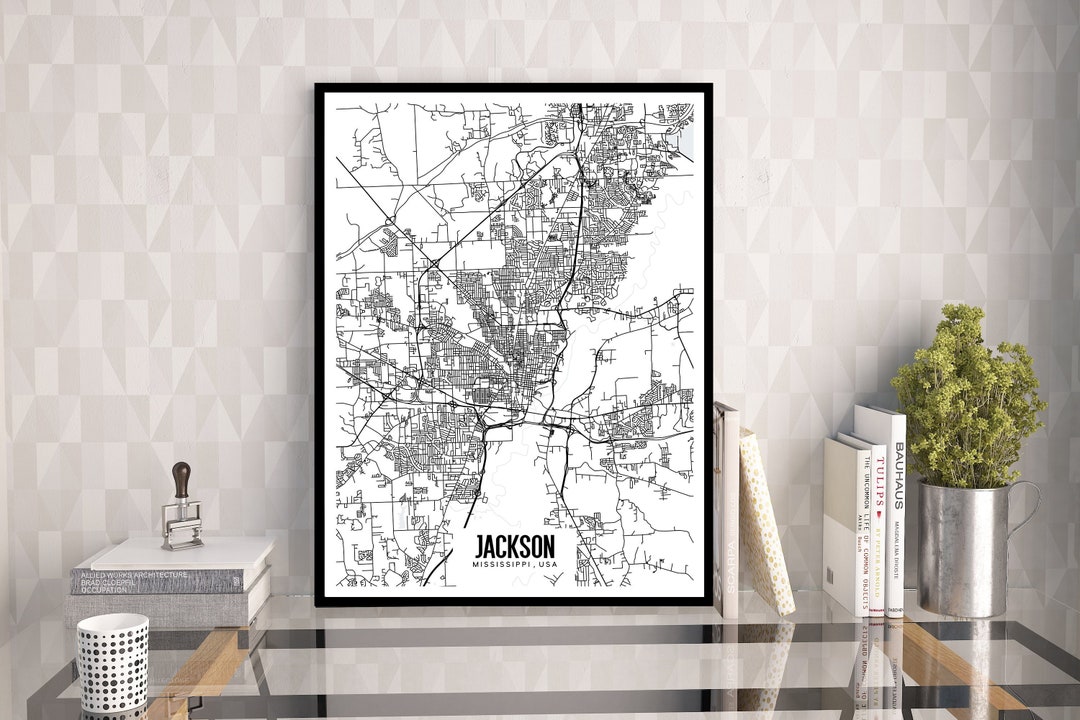Jackson Mississippi Printable Map, Jackson MS Wall Art, Printable City ...