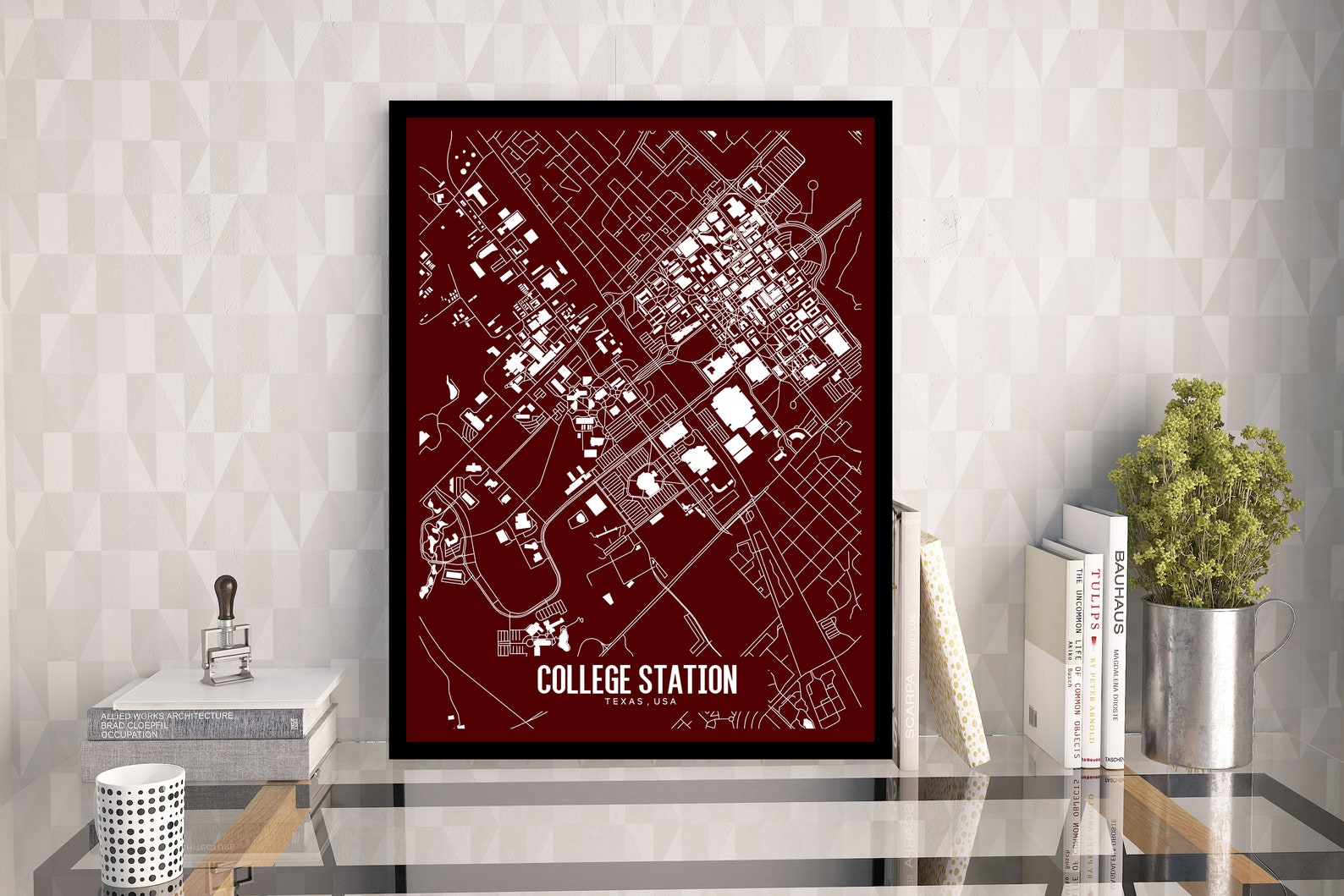 College Station Texas Printable Map Texas A&M Wall Art | Etsy
