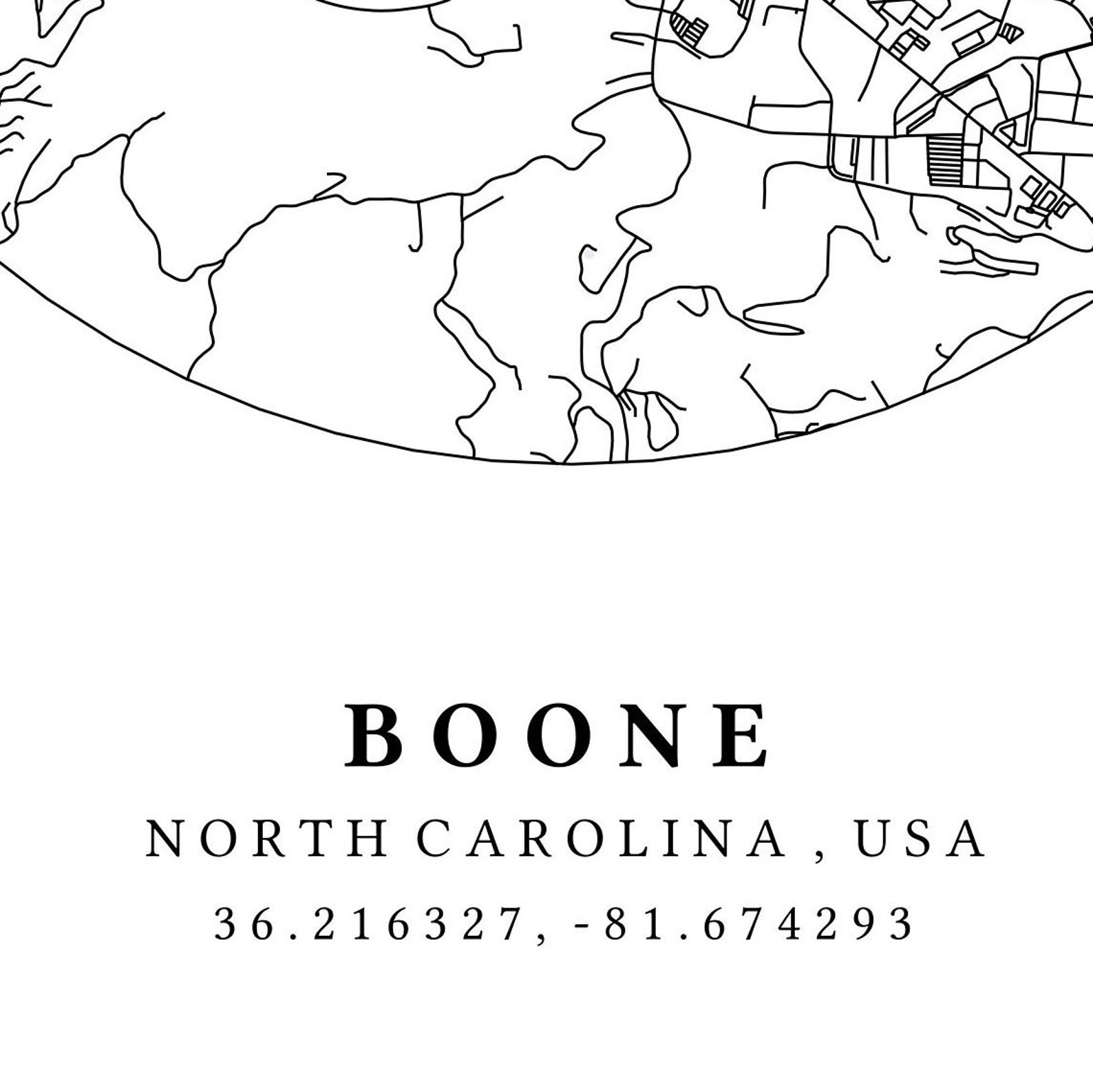 Boone North Carolina Printable Map Boone NC Wall Art - Etsy