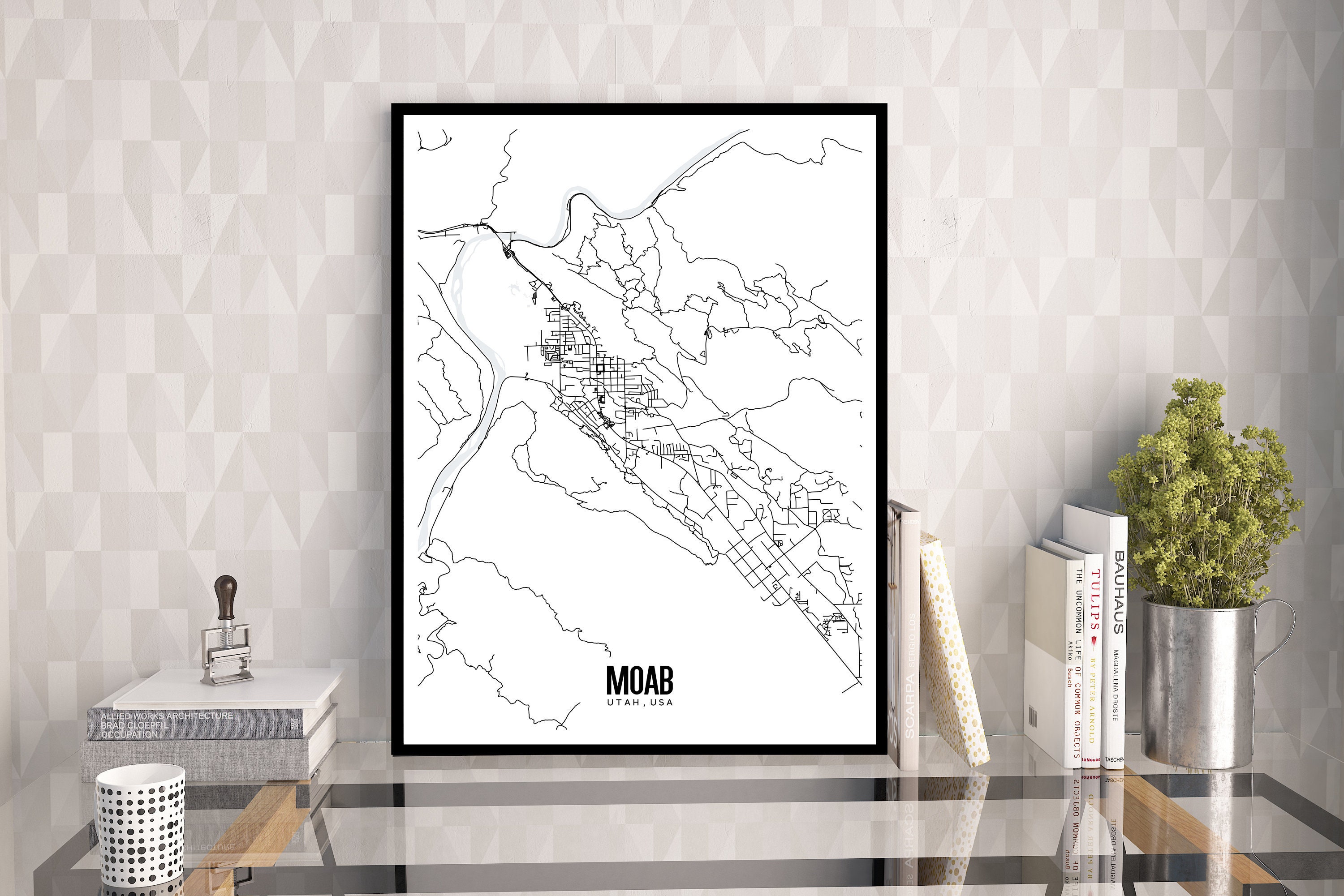 Moab Utah Printable Map Moab Utah Map Poster Moab Map Art - Etsy