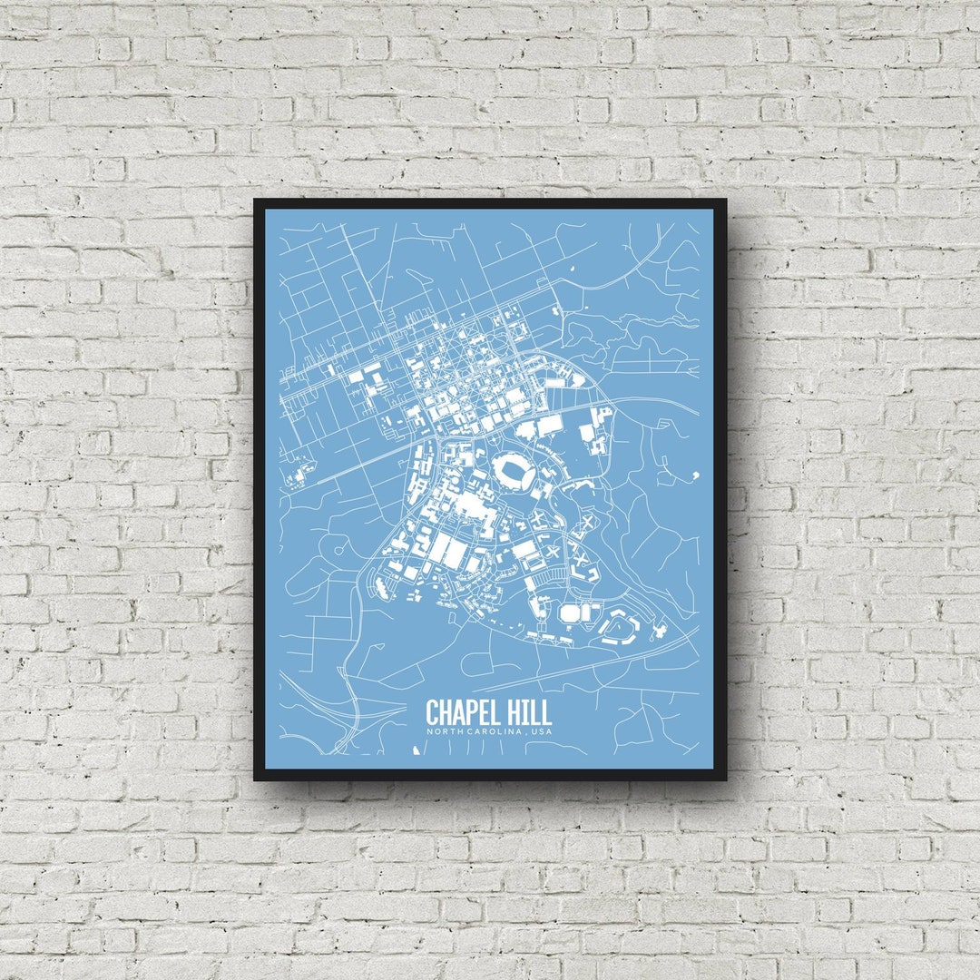 Chapel Hill North Carolina Map UNC Wall Art Chapel Hill NC - Etsy