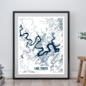 Lake Travis Texas Printable Map Lake Travis Wall Art Lake - Etsy