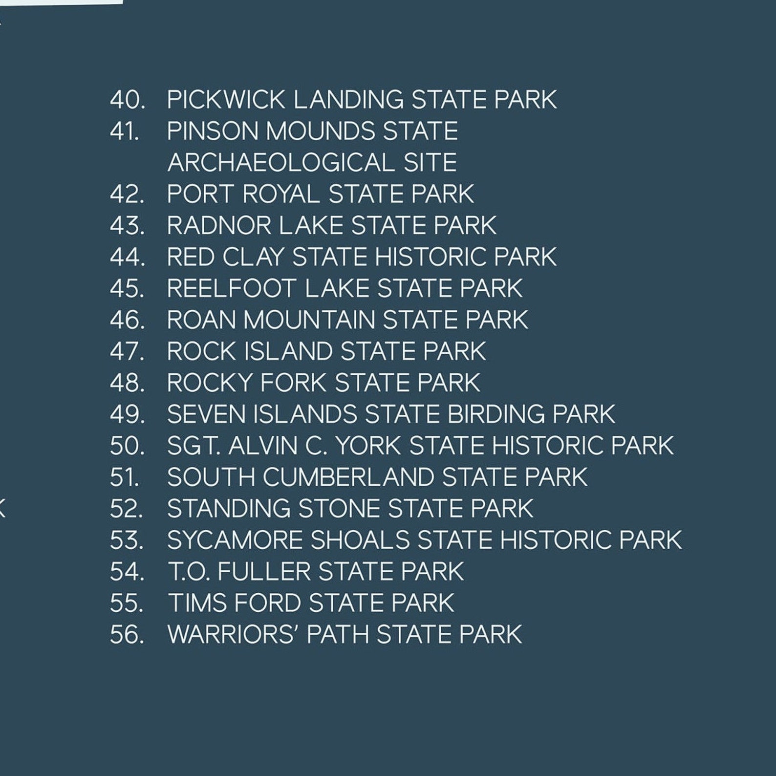 Tennessee State Parks Map Printable 16x20 Gift - Etsy