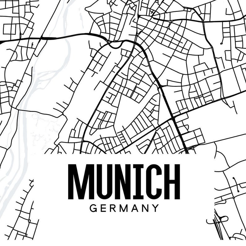 Munich Germany Map Printable Printable Map for Office Munich - Etsy