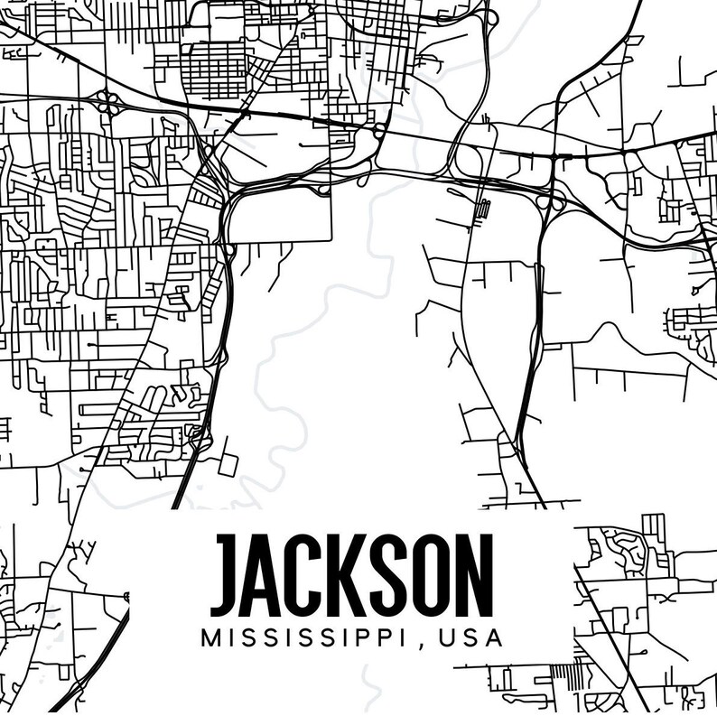 Jackson Mississippi Printable Map, Jackson MS Wall Art, Printable City ...