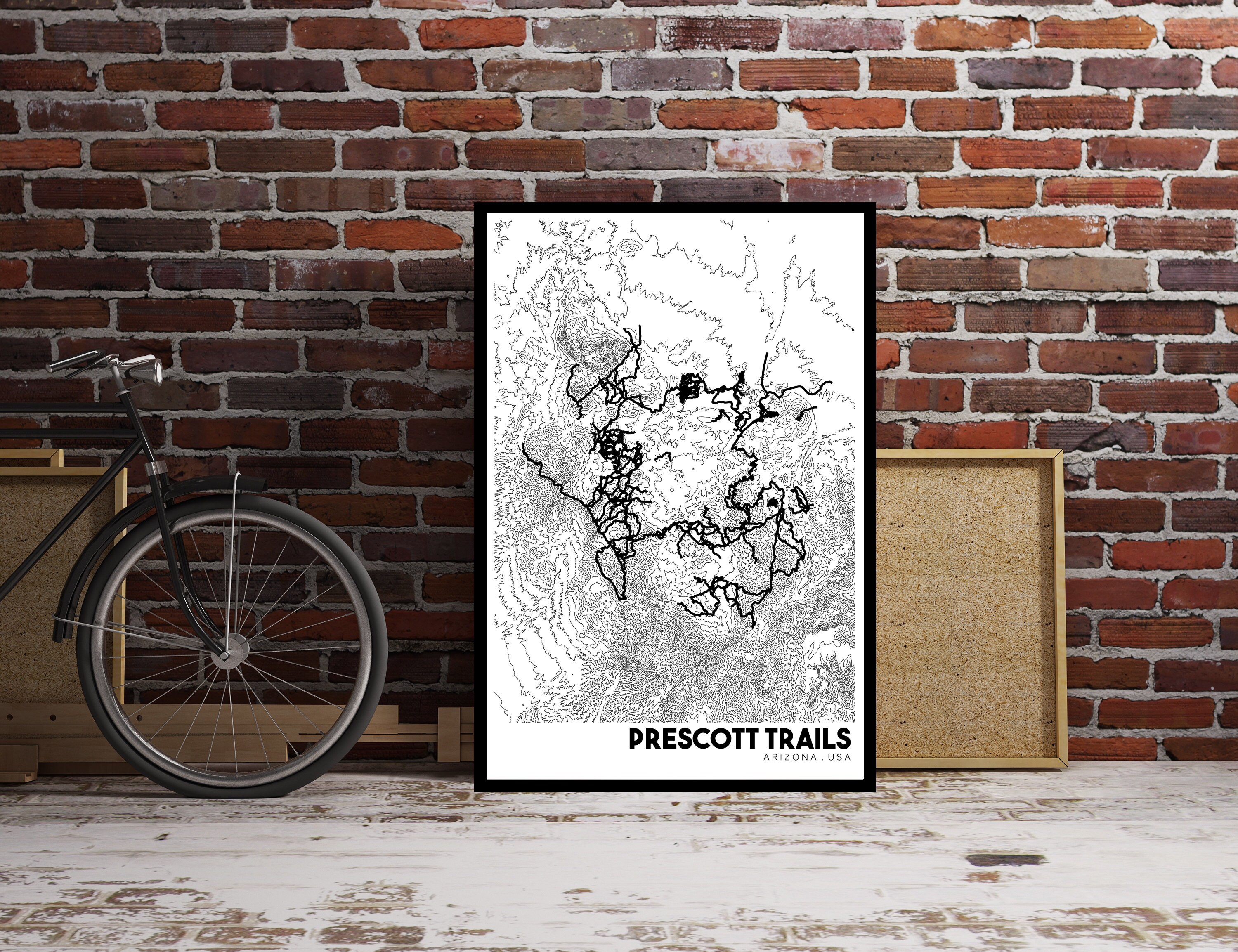 Prescott Arizona Bike Trails Topographic Map Printable | Etsy