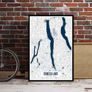 Seneca Lake New York Printable Map, Seneca Lake Wall Art, Seneca Lake ...