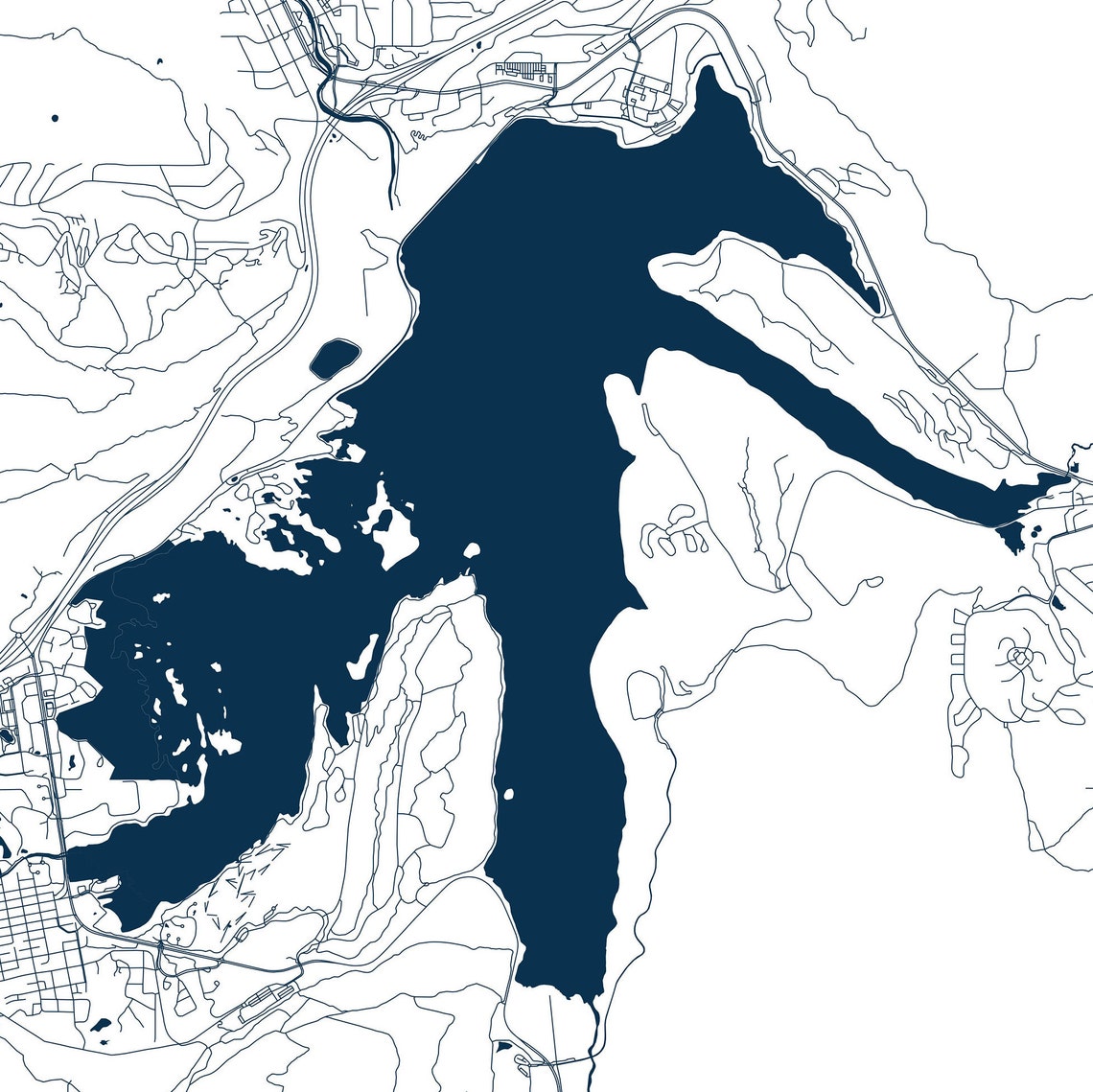 Dillon Reservoir Colorado Printable Map Dillon Colorado Wall | Etsy