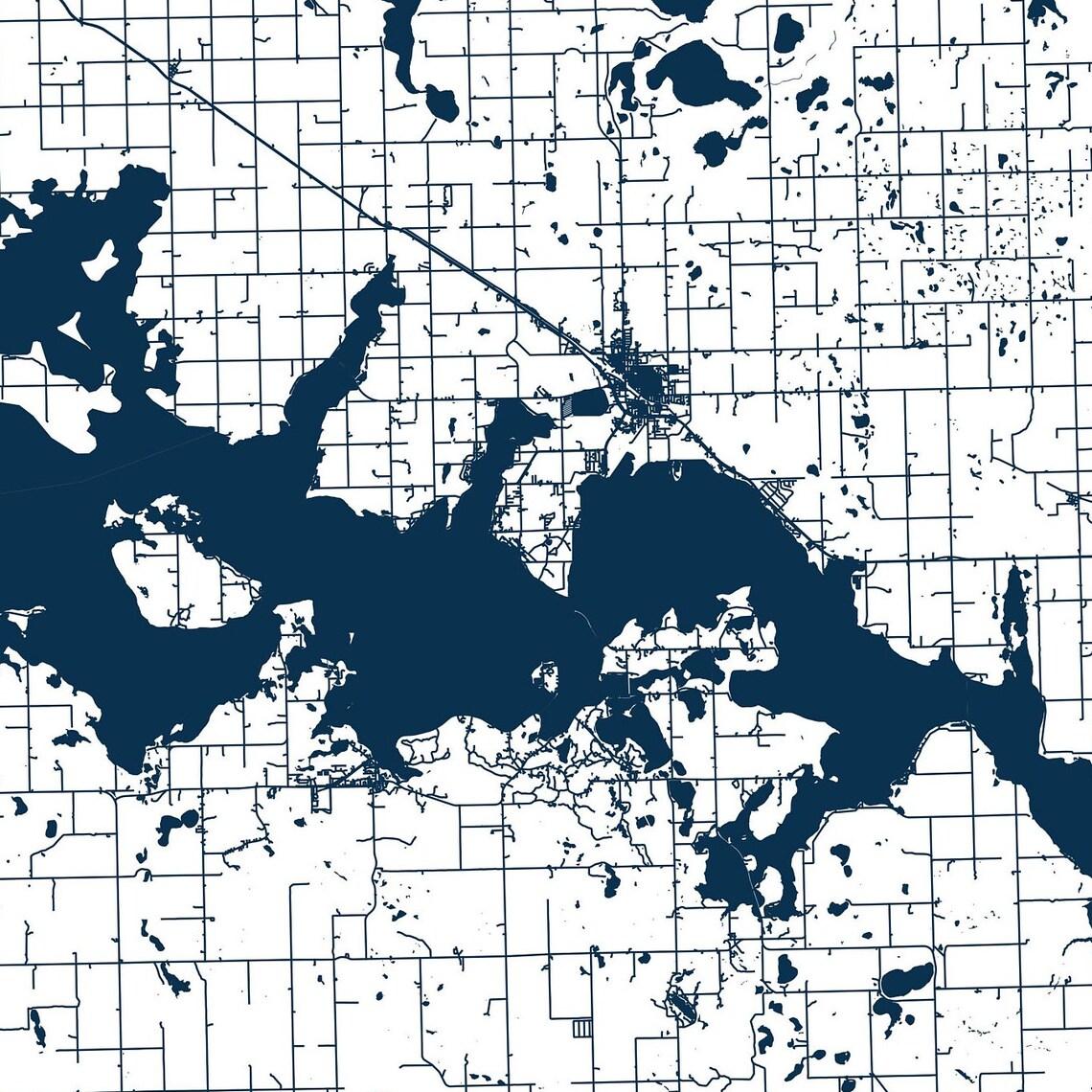 Devils Lake Printable Map North Dakota Wall Art Devils Lake - Etsy