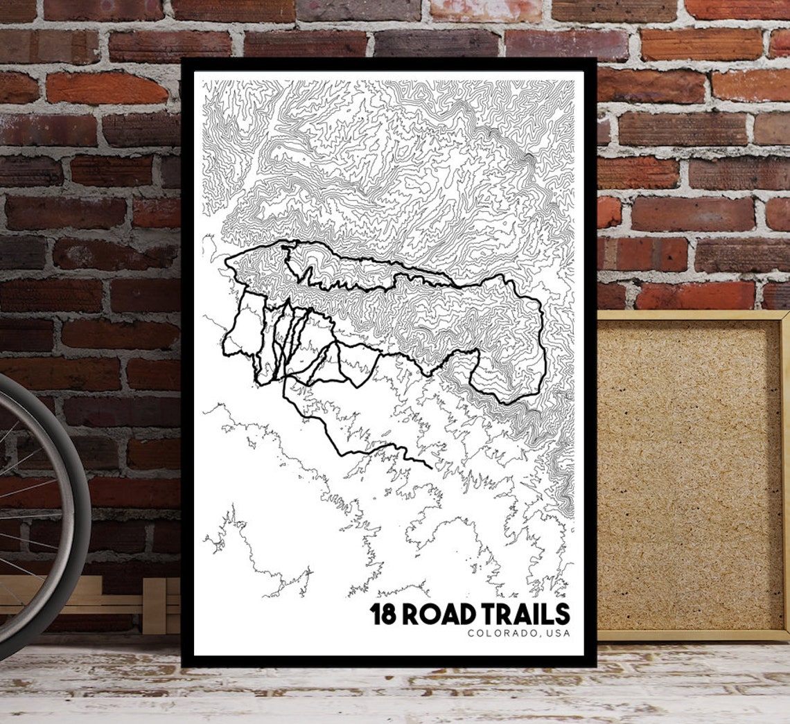 18 Road Trails Topographic Map Printable Mountain Biking Map | Etsy