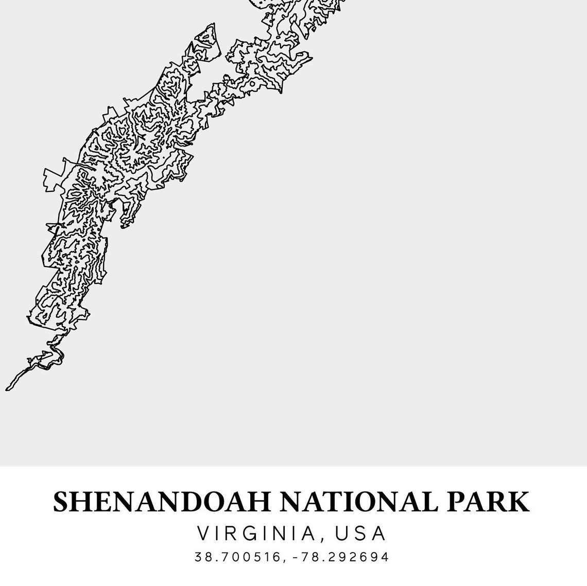 Shenandoah National Park Printable Topographic Map Shenandoah | Etsy