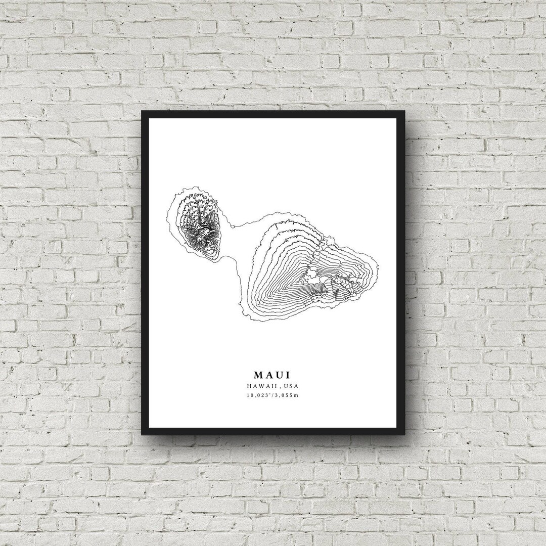Maui Hawaii Topographic Map, Maui Map, Maui Hawaii Print, Printable ...