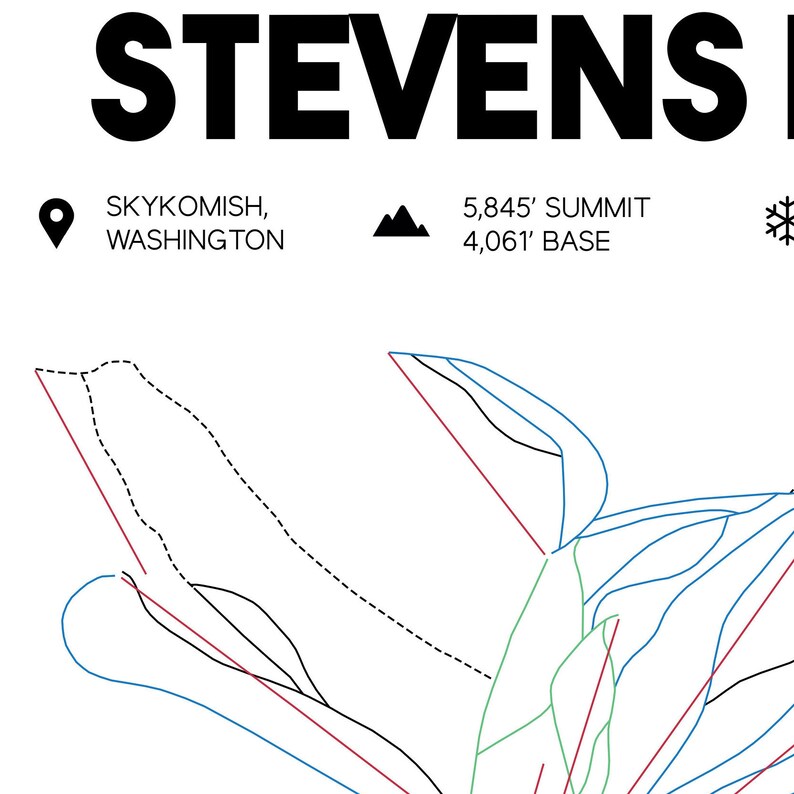 Stevens Pass Printable Trail Map 16x20 - Etsy