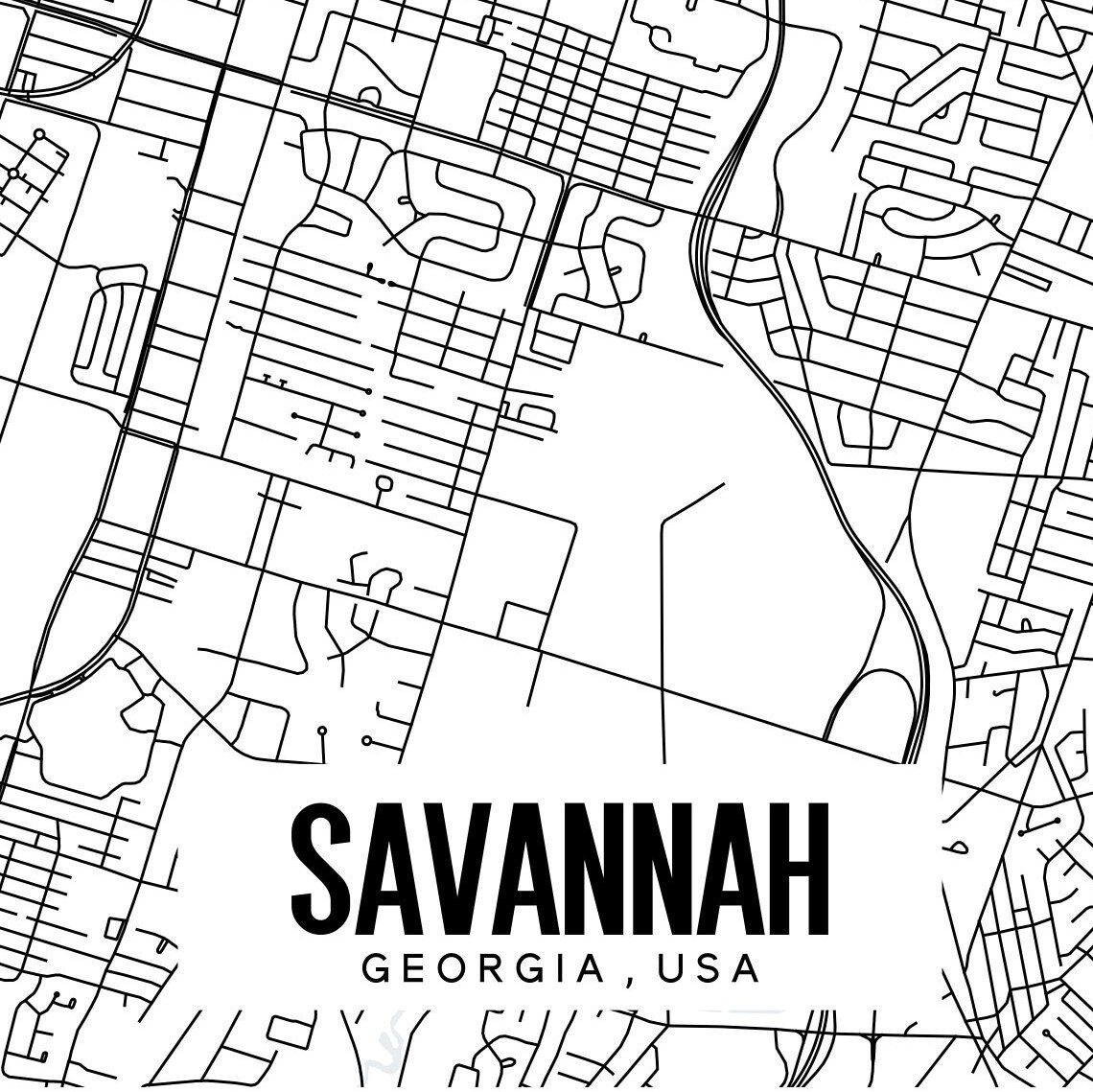 Savannah Georgia Map Printable Printable Map for Office | Etsy