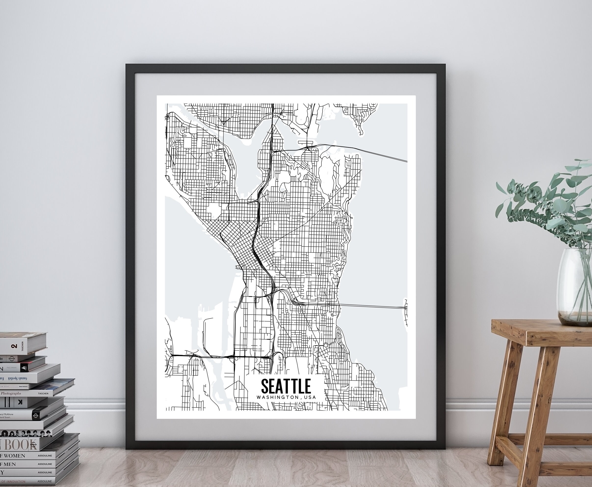 Seattle Map Printable Seattle Map Poster Seattle Washington - Etsy
