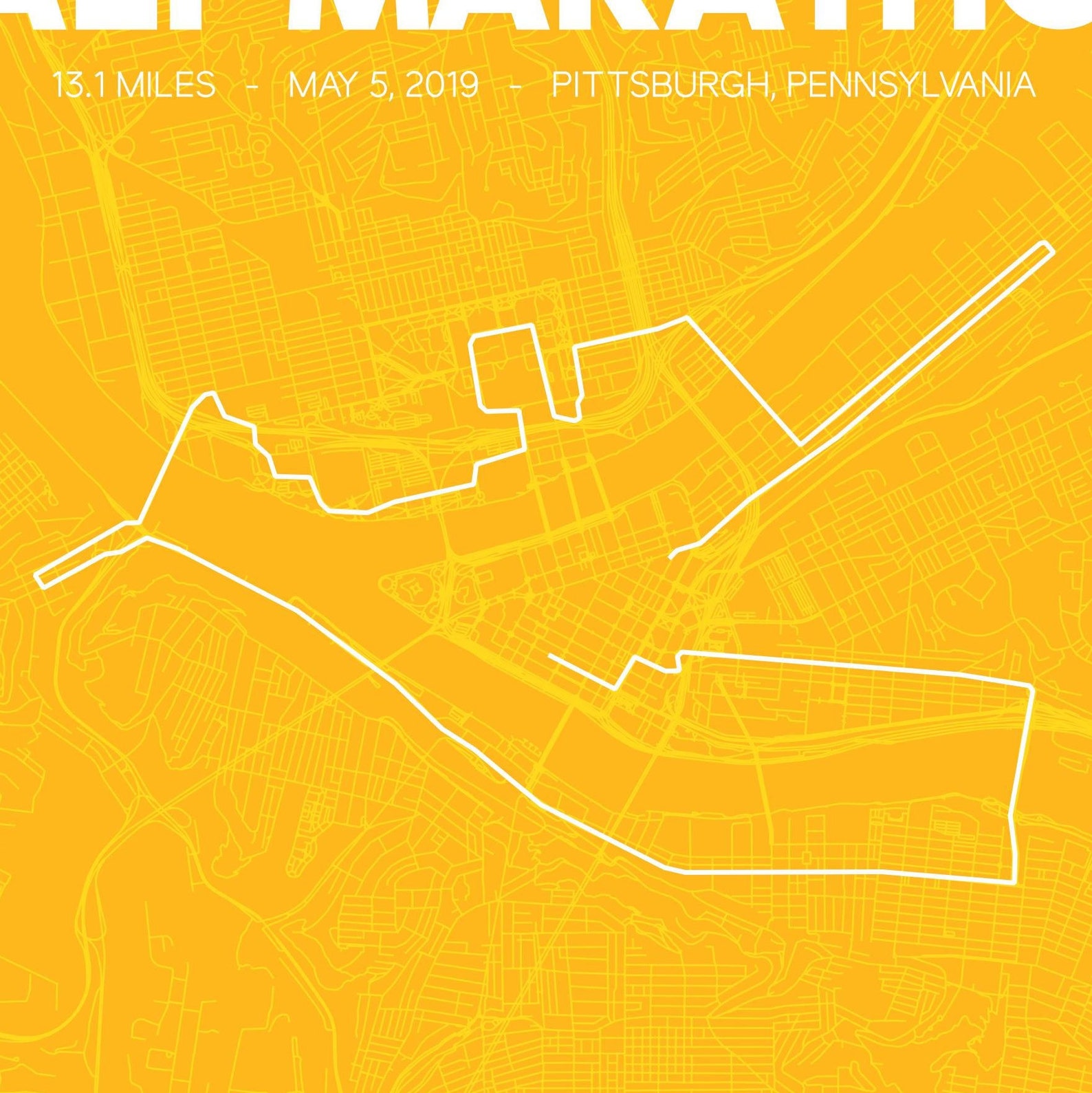 Pittsburgh Half Marathon Course Map 2019 Marathon Printable | Etsy