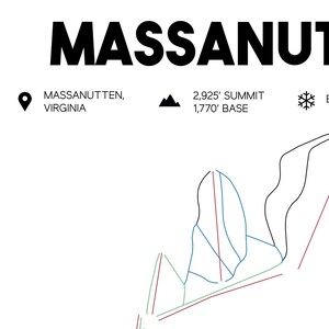 Massanutten Virginia Printable Ski Map 16x20, Massanutten Resort Map ...
