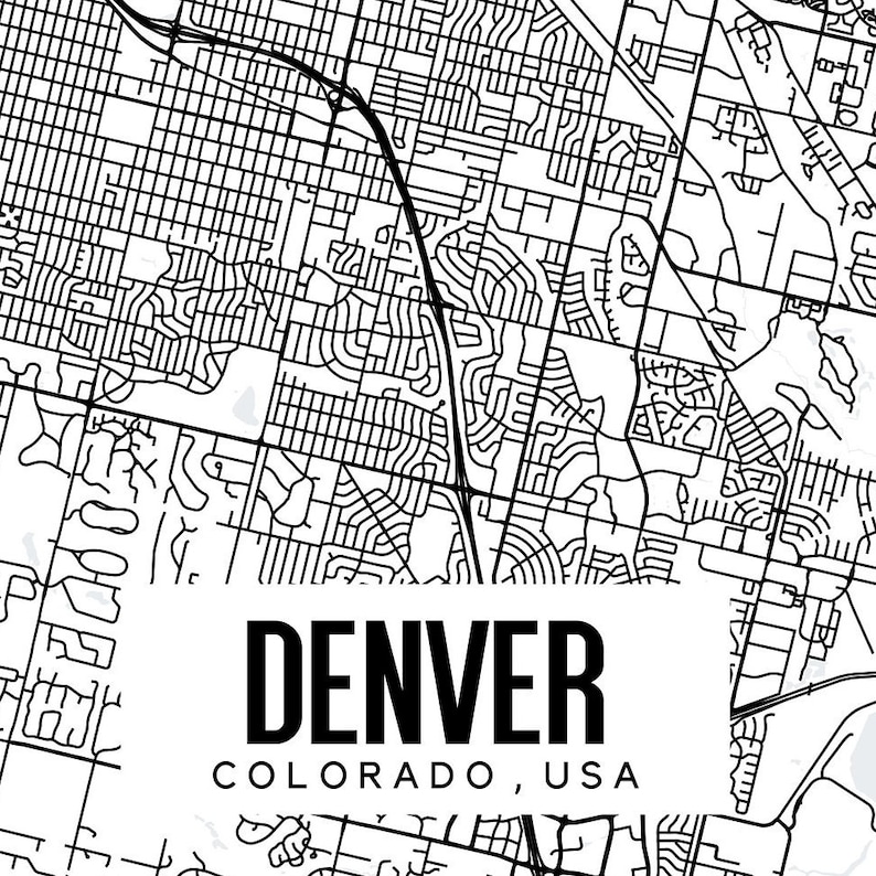 Denver Colorado Map Printable Printable Map for Office - Etsy