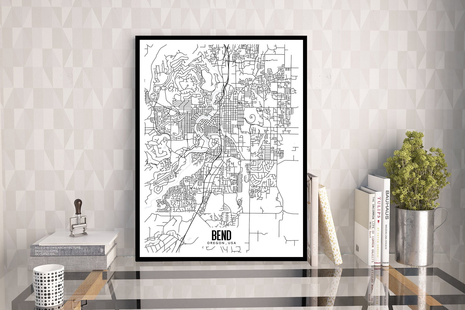 Bend Oregon printable map Bend Oregon map print Oregon wall | Etsy