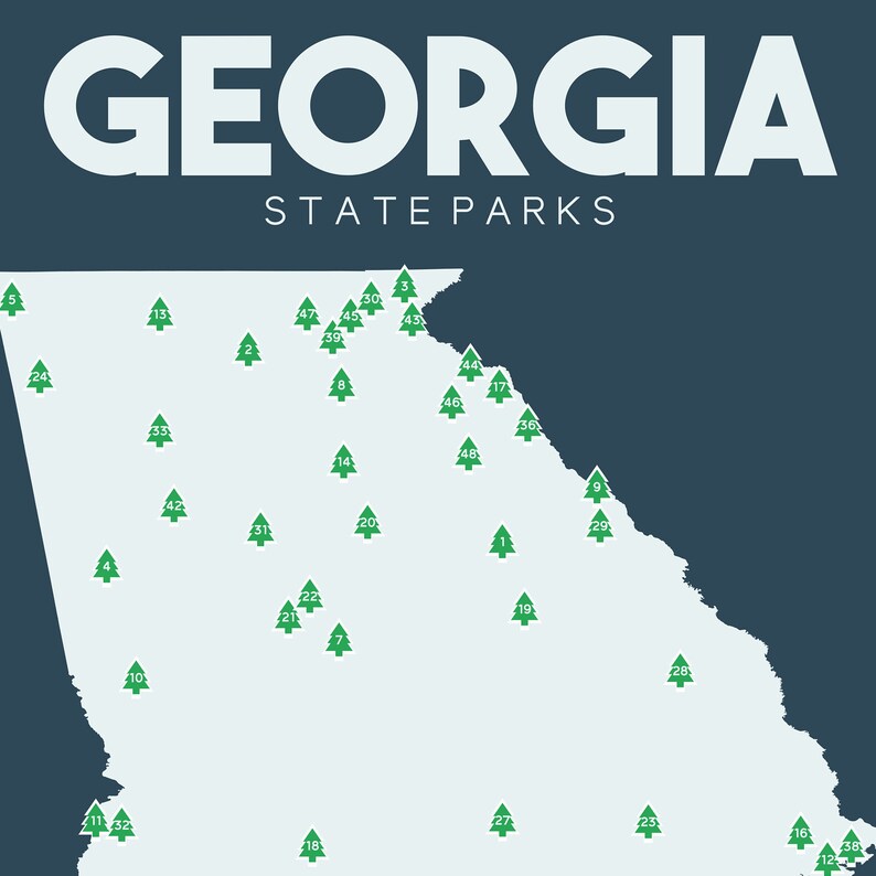 Georgia State Parks Map Printable 16x20 Gift for | Etsy