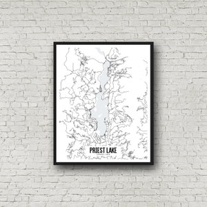 Priest Lake Idaho Printable Map, City Map Art, Priest Lake Wall Art ...