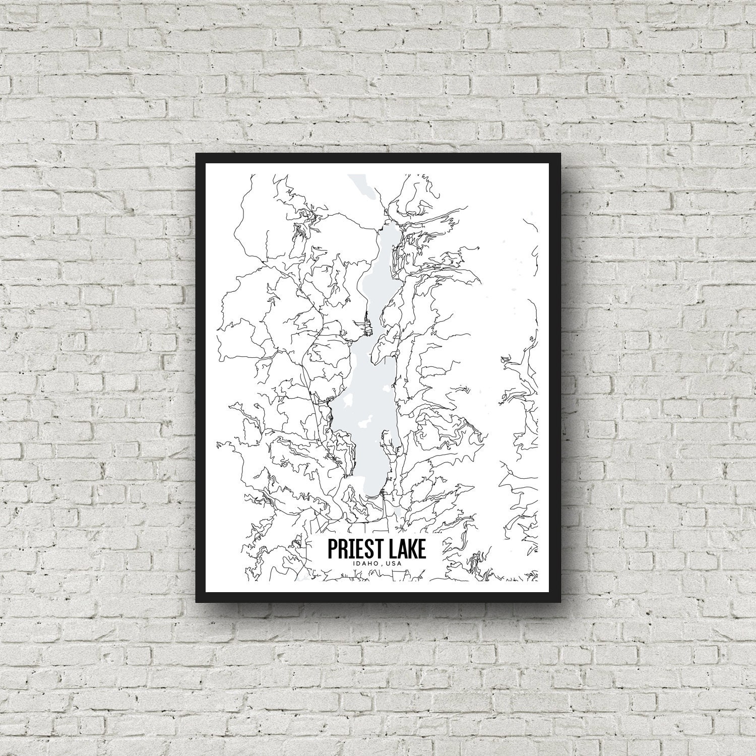 Priest Lake Idaho Printable Map City Map Art Priest Lake - Etsy