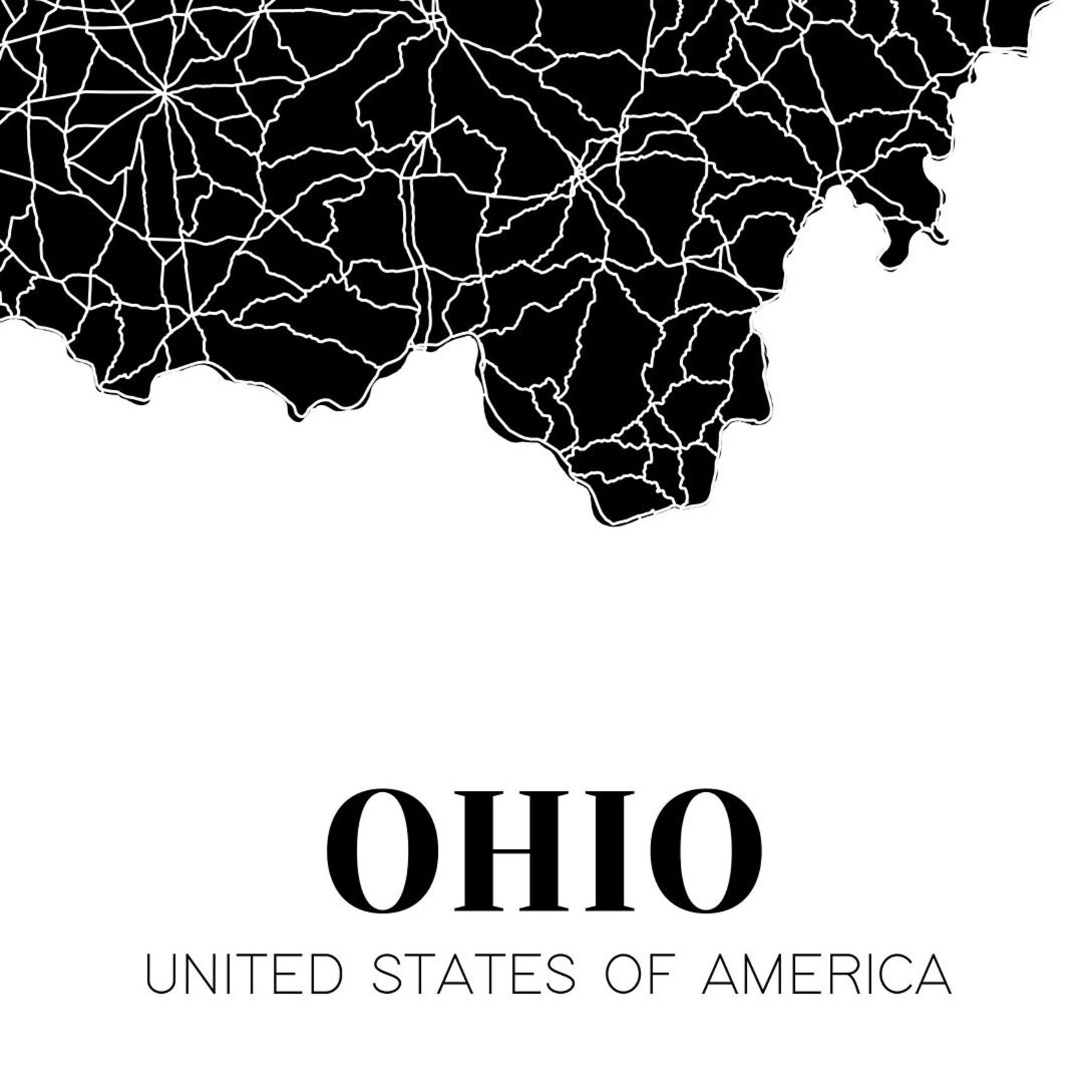 Map of Ohio Printable Ohio Map Printable OH Map Poster - Etsy