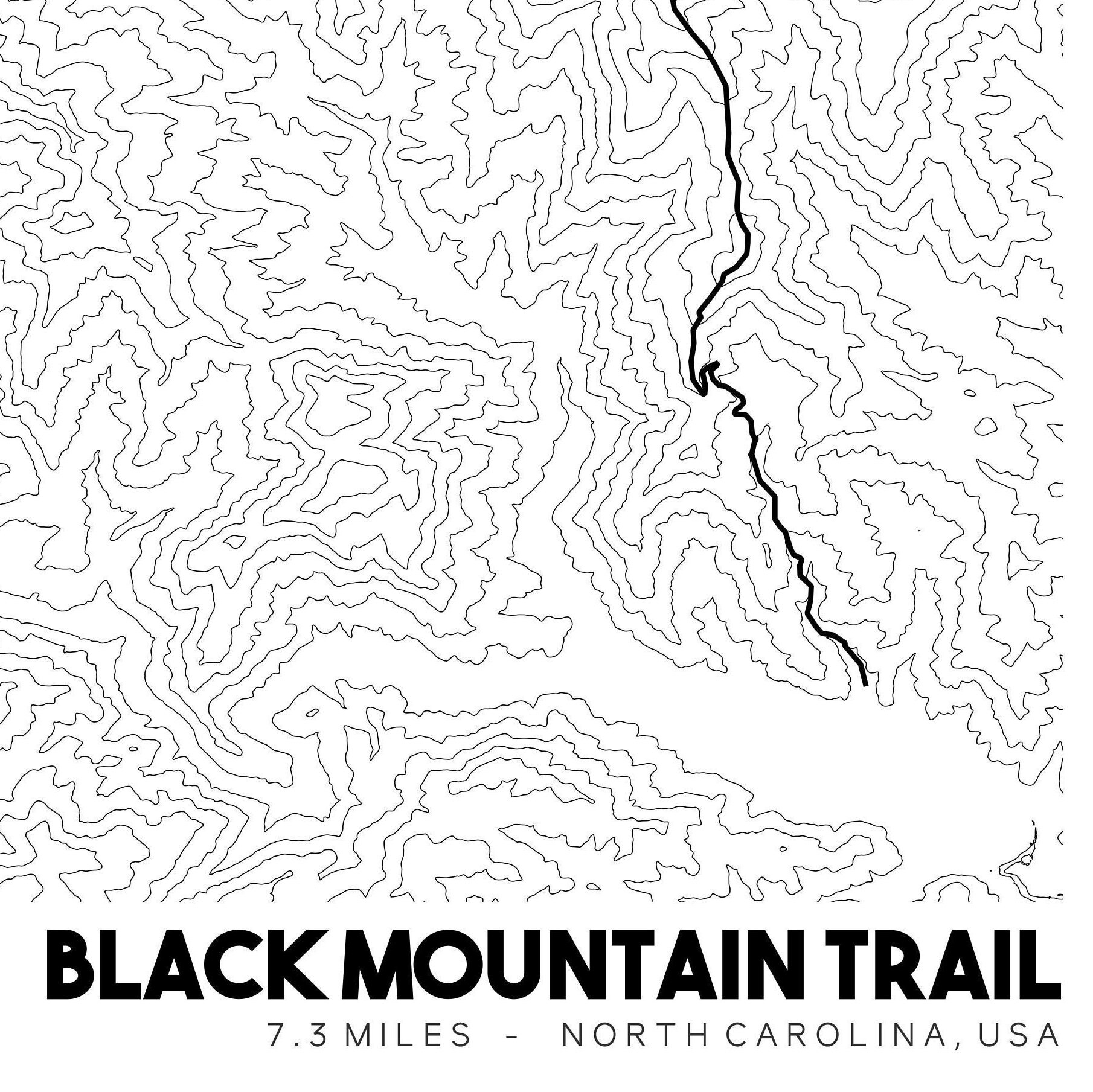 Black Mountain Trail Topographic Map Printable Mountain | Etsy