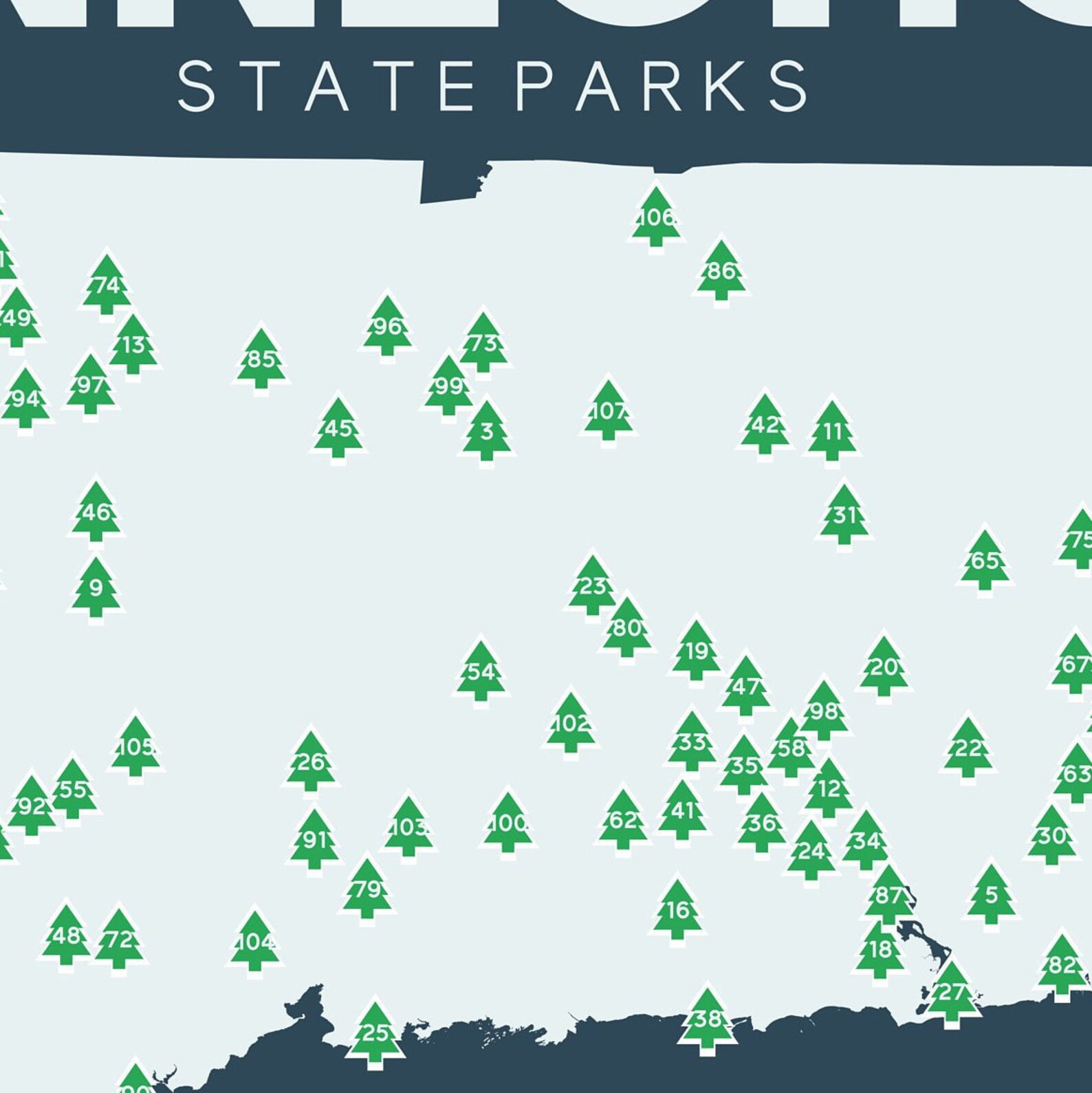 Connecticut State Parks Map Printable 16x20 Gift - Etsy