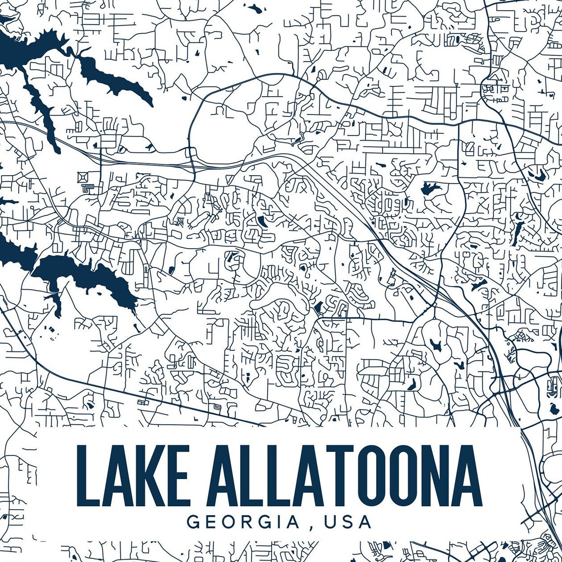 Lake Allatoona Georgia Printable Map Lake Allatoona Map Art - Etsy