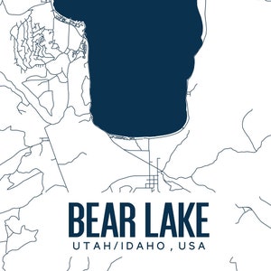 Bear Lake Printable Map Bear Lake Map Bear Lake Wall Art - Etsy