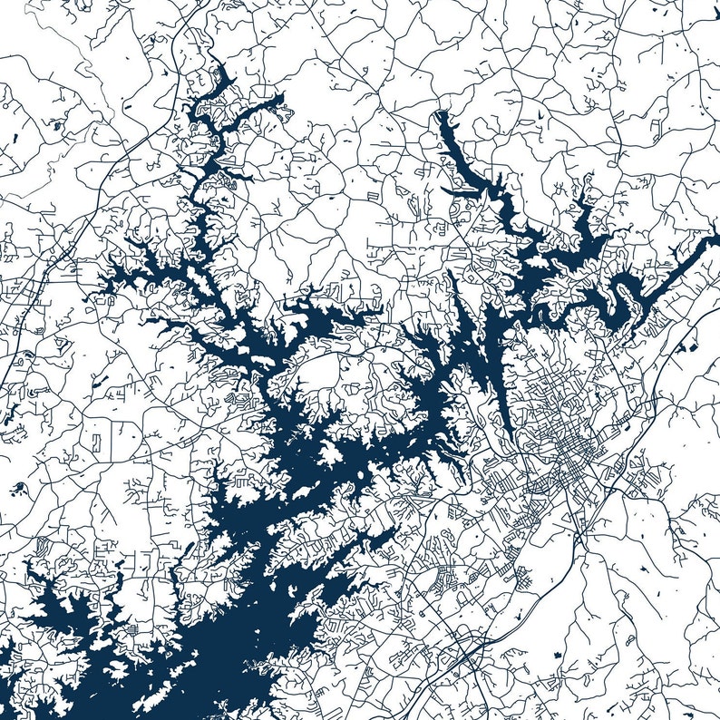 Lake Lanier Georgia Printable Map Lake Lanier Map Art - Etsy