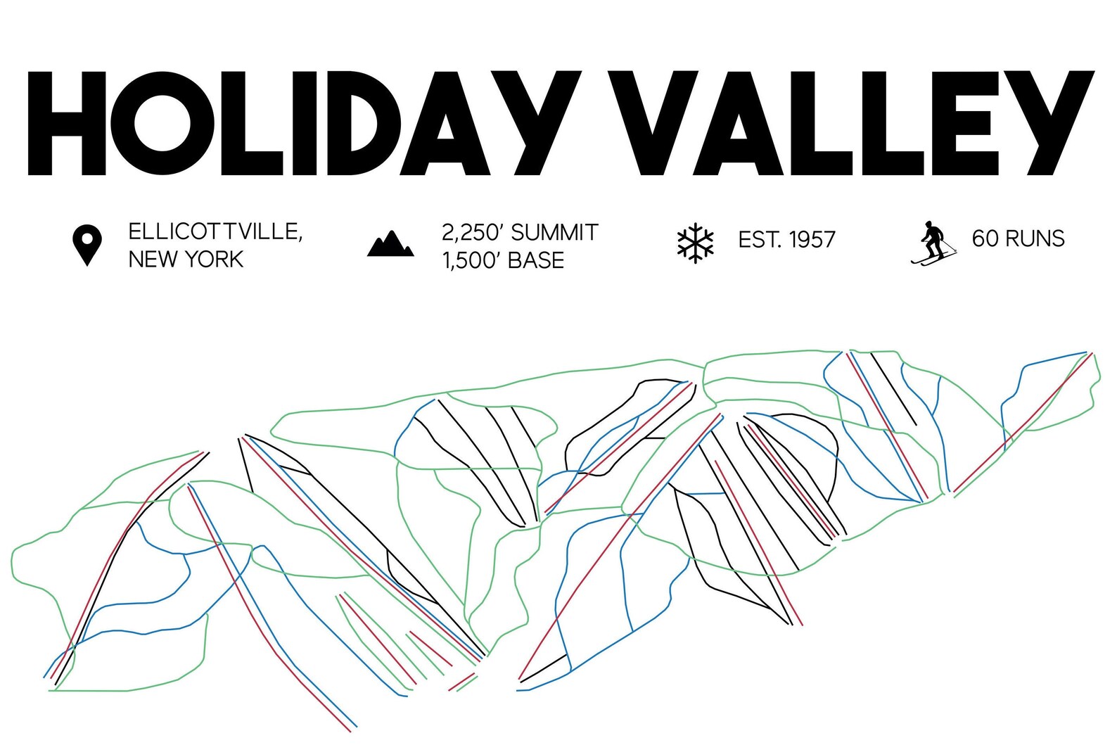 Holiday Valley Printable Ski Resort Map - Etsy