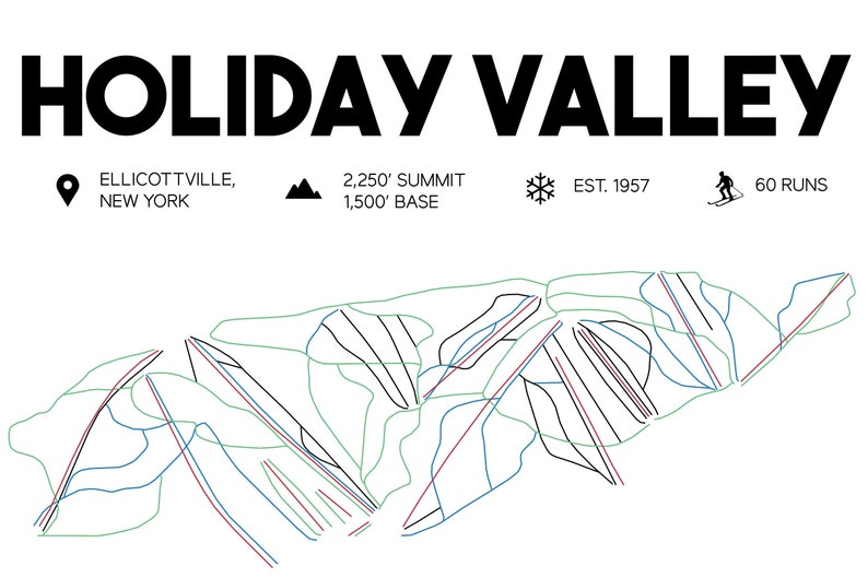 Holiday Valley Printable Ski Resort Map - Etsy