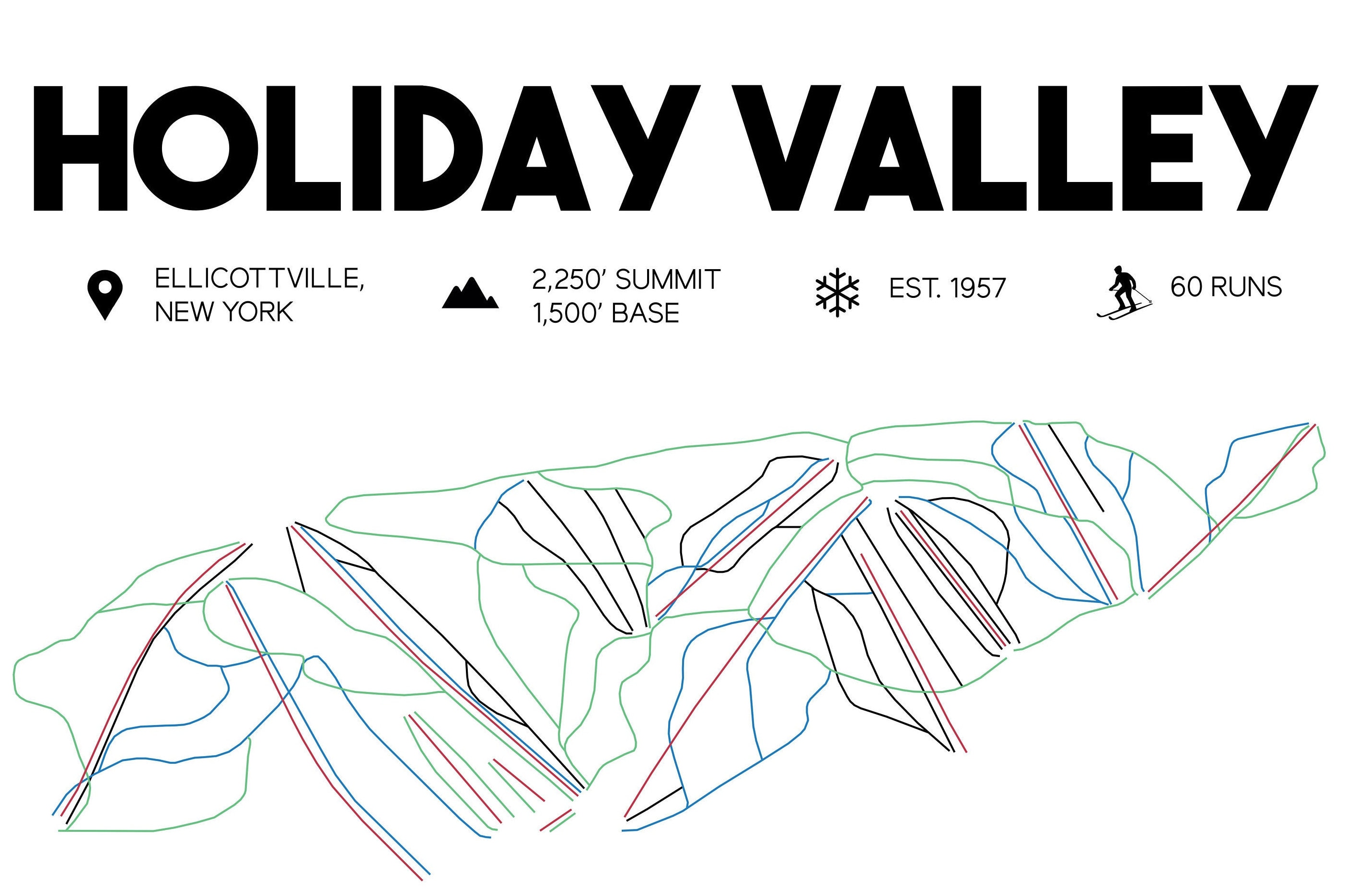 Holiday Valley Printable Ski Resort Map - Etsy