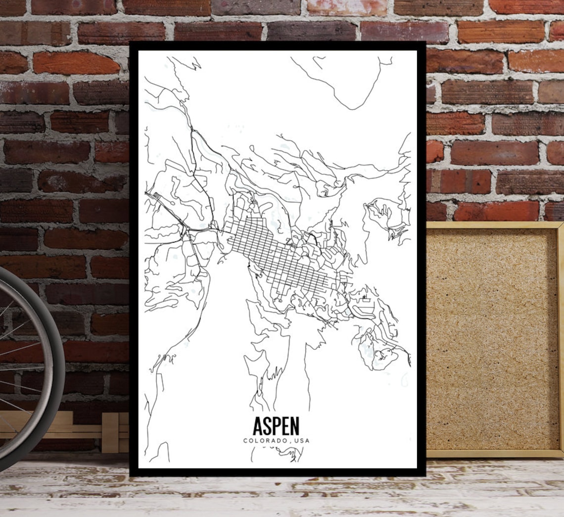 Aspen Colorado Printable Map, Aspen Wall Decor, Aspen Ski Map Poster ...
