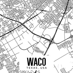 Waco Map Waco Texas Printable Map Waco TX Map Minimalist - Etsy