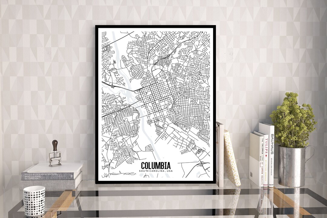 Columbia South Carolina Map Printable Columbia City Map Art - Etsy