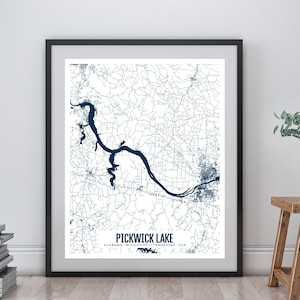 Pickwick Lake Printable Map, Alabama Wall Art, Pickwick Lake Print ...