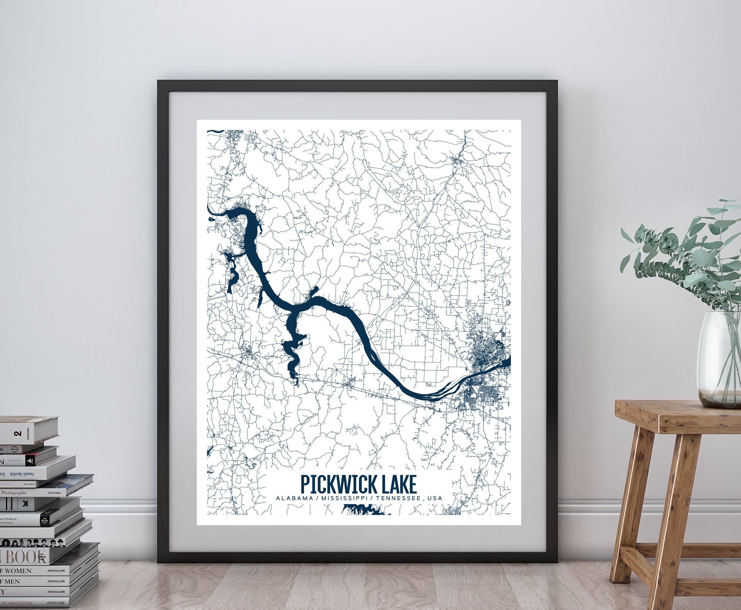 Pickwick Lake Printable Map Alabama Wall Art Pickwick Lake - Etsy