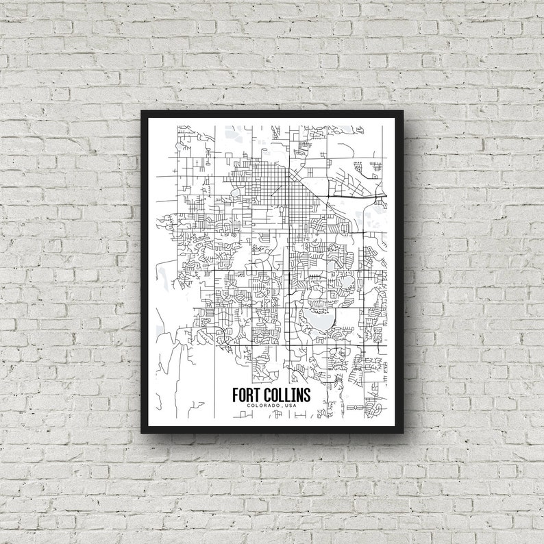 Fort Collins Colorado Printable Map Fort Collins CO Colorado - Etsy