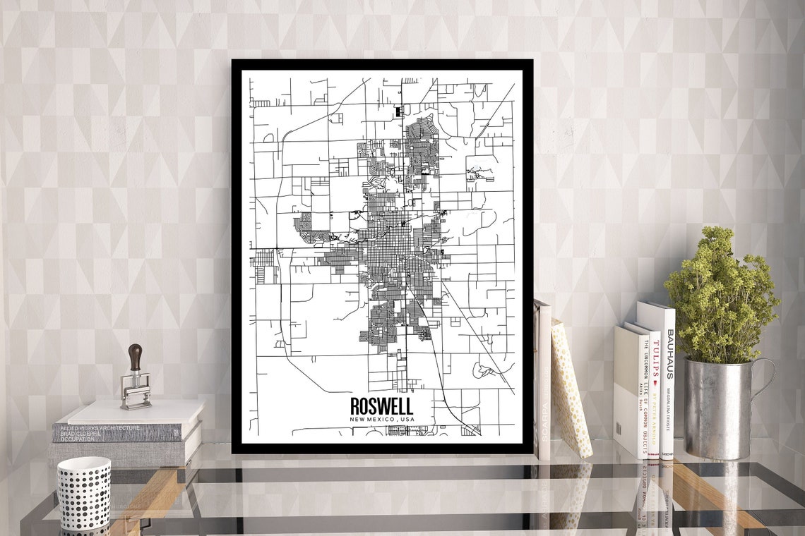 Roswell New Mexico Map Printable Printable Map for Office | Etsy