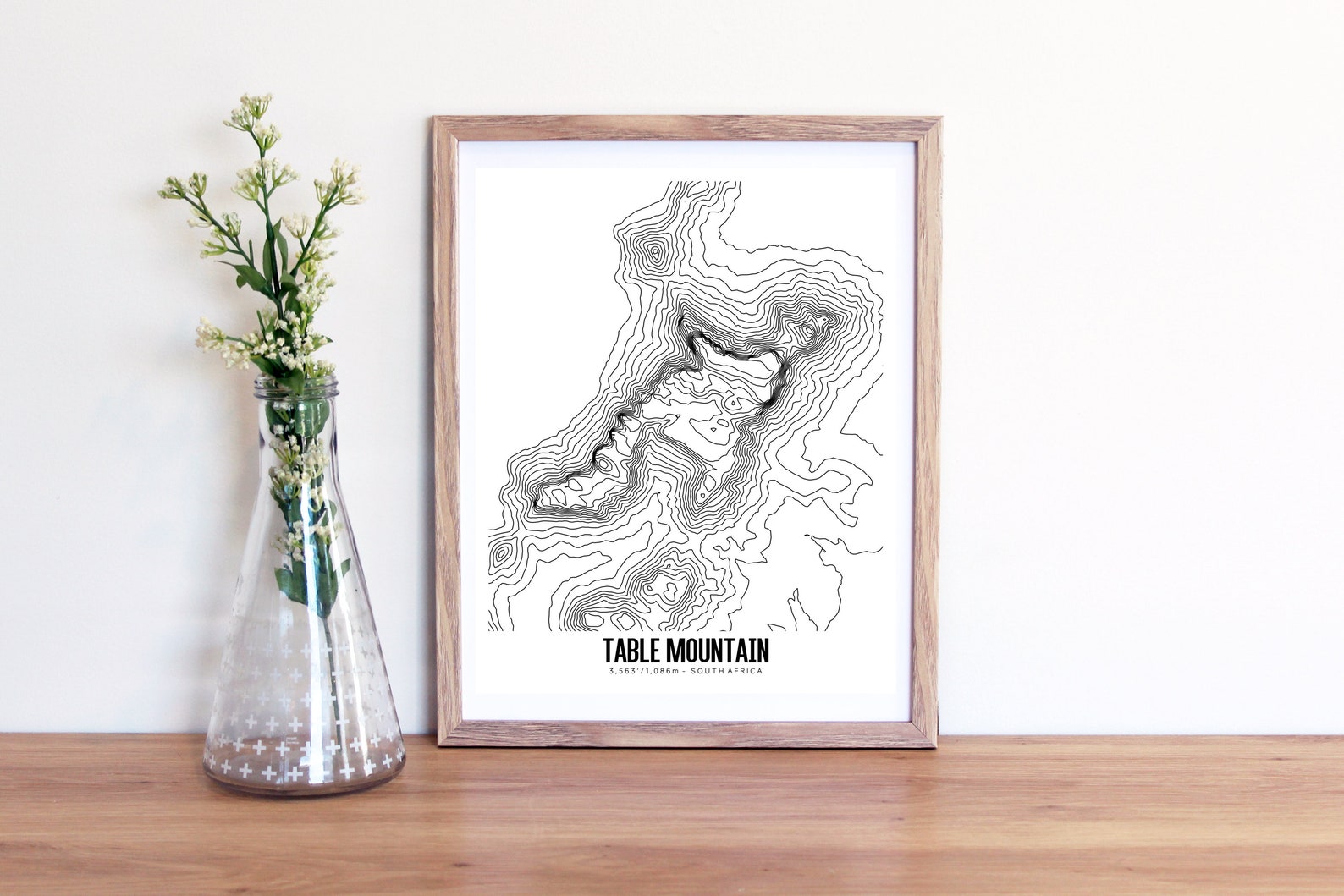 Table Mountain Topographic Map, Cape Town Map, South Africa Print ...