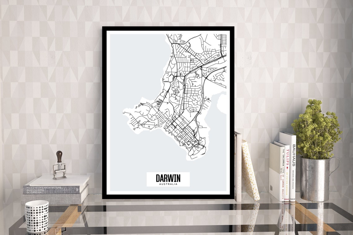 Darwin Australia Printable Map Darwin AUS map art Australia | Etsy
