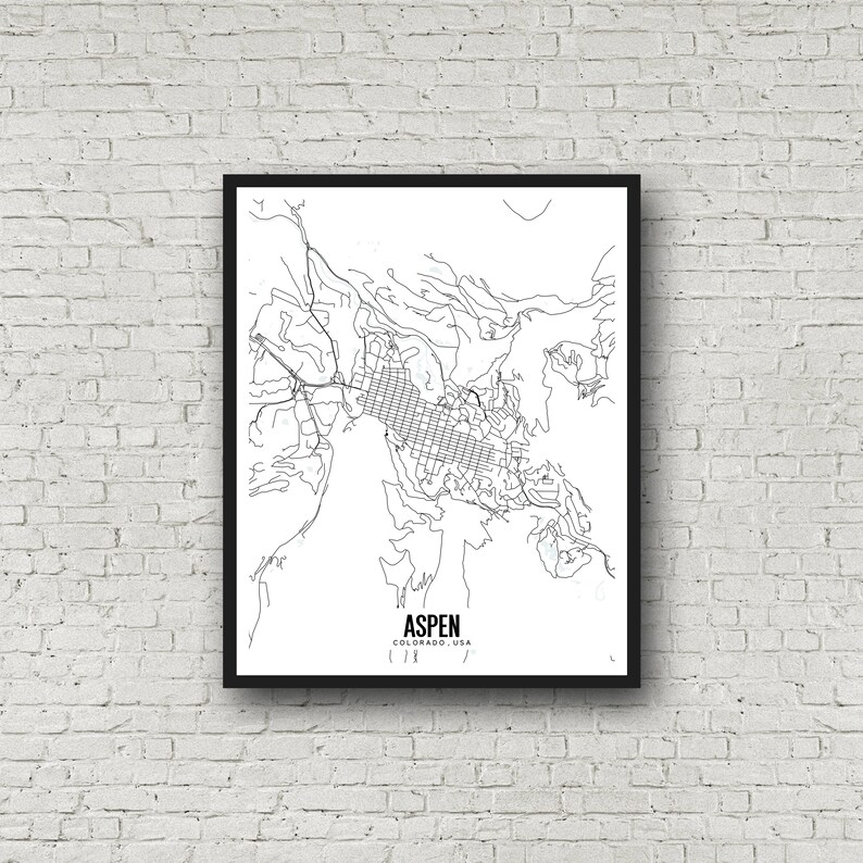 Aspen Colorado Printable Map, Aspen Wall Decor, Aspen Ski Map Poster ...