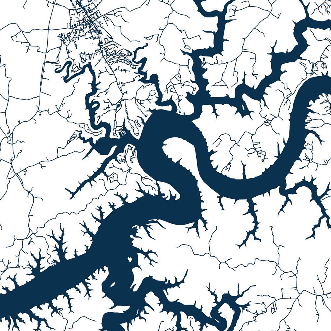 Lake Cumberland Kentucky Printable Map Lake Cumberland Map - Etsy